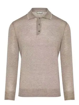 Canali Long Sleeve Polo Shirt - Brown