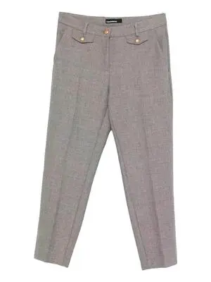 CAMBIO Herringbone-pattern Cropped Trousers - Grey