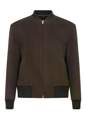 LARDINI Virgin Wool Zip-up Bomber Jacket - Brown