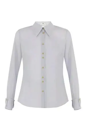 Elisabetta Franchi Button-front Backless Shirt - Neutrals