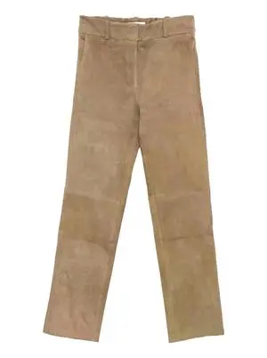 Hemisphere Suede Straight Leg Trousers - Neutrals