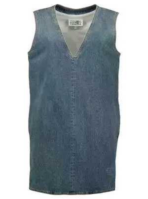 MAISON MARGIELA V-neck Denim Mini Dress - Blue