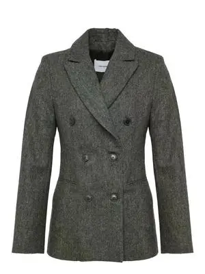 YVES SALOMON Double-breasted Fitted Jacket - Grey