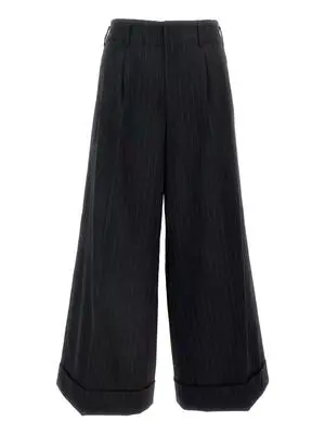 Comme Des Garçons Pinstripe Cuffed Trousers - Black