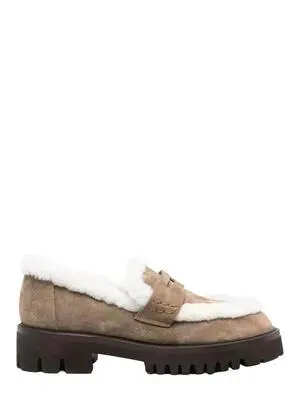 TRUMAN´S Shearling-trimmed Penny Loafers - Neutrals