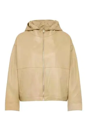 YVES SALOMON Hooded Leather Jacket - Neutrals