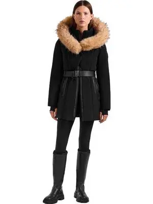 Rudsak Fitted Down Puffer With Faux Fur Trim - Black