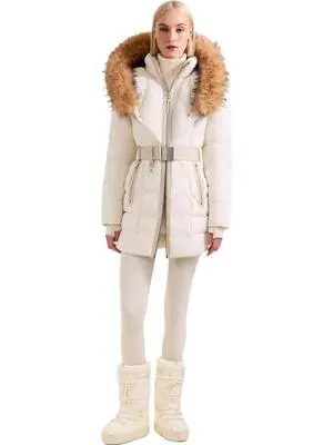 Rudsak Fitted Down Puffer With Faux Fur Trim - White