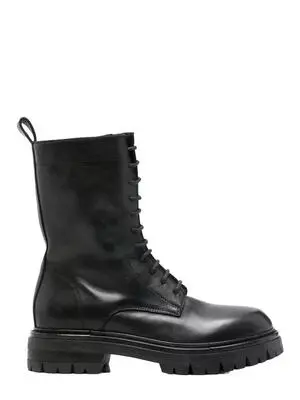 Elena Iachi Lace-up Leather Boots - Black