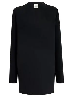 Khaite Long-sleeve Mini Dress With Keyhole - Black