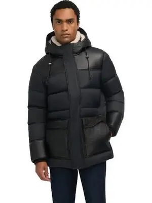 Pajar Faux Shearling Puffer Parka With Fixed Hood - Black