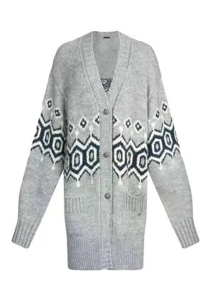 Liu Jo Jacquard Puff-sleeve Cardigan-coat - Grey