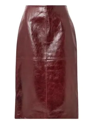 Sportmax Paneled Leather Midi Skirt - Burgundy