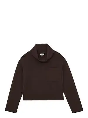 REISS Funnel-neck Relaxed-fit Stretch-knit Jumper - Dark Chocolate Brown