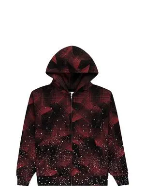 SP5DER Star Plaid Full Zip Hoodie - Black