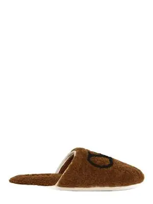 Valentino Garavani Chambre Shearling Vlogo Slippers - Tobacco