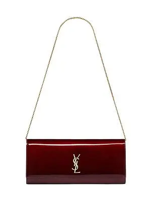 Saint Laurent Kate Clutch In Patent Leather - Gloss Burgundy