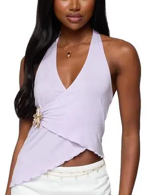 EDIKTED Arian Starfish Asymmetric Halter Top - Lilac
