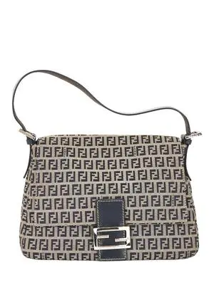 Fendi Zucchino Mama Baguette Shoulder Bag - Blue