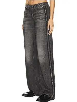 Rag & Bone Miramar Wide Leg Track Jeans - Washed Black