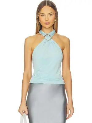 PEACHY DEN Amelia Halter Top - Pale Aqua