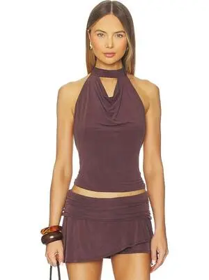 PEACHY DEN Kylie Halter Top - Mahogany