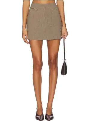 Astr The Label Laudine Mini Skirt - Brown Houndstooth