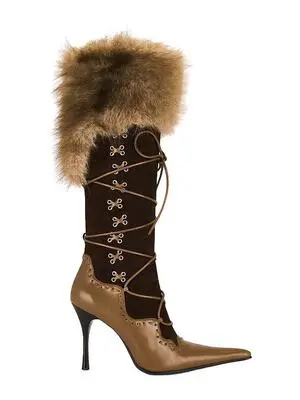 Jeffrey Campbell Verbier-f Boots - Brown Suede & Tan Combo