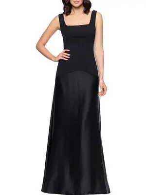 Betsy & Adam Sleeveless A-line Gown - Black