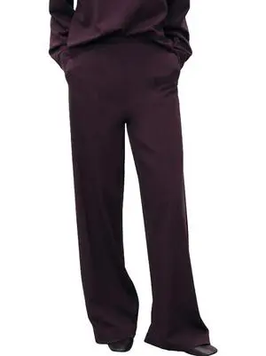 Mango Elastic Waist Trousers - Burgundy