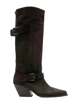 Elena Iachi 65mm Buckle Detailing Knee-high Boots - Brown