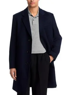 BOSS Jared Wool & Cashmere Regular Fit Topcoat - Dark Blue