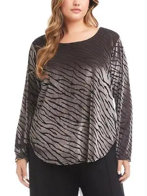 Karen Kane Velvet Burnout Shirt - Zebra