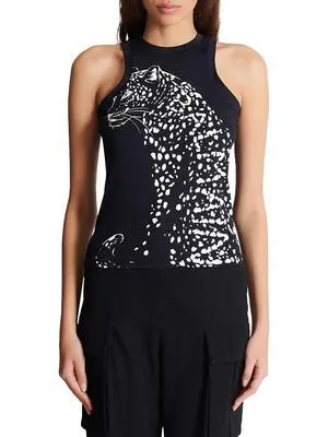 Balmain Leopard Print Tank Top - Black
