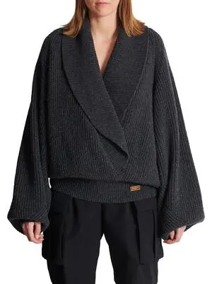 Balmain Oversized Wrap Knit Jumper - Grey