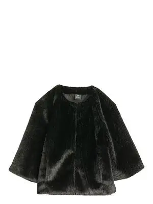 Echo Collarless Faux Fur Jacket - Black