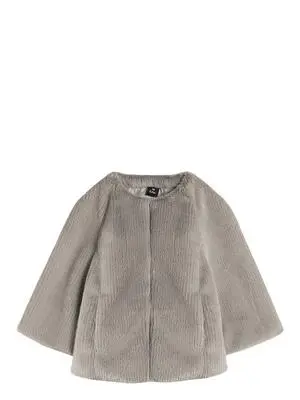 Echo Collarless Faux Fur Jacket - Silver