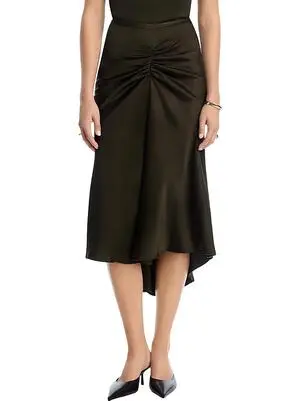 Victoria Beckham Gathered Waist Midi Skirt - Dark Olive