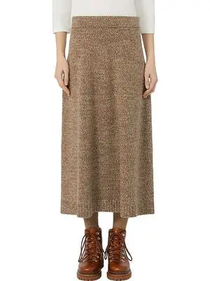 Max Mara Barnaba Wool Knit Midi Skirt - Hazelnut Brown