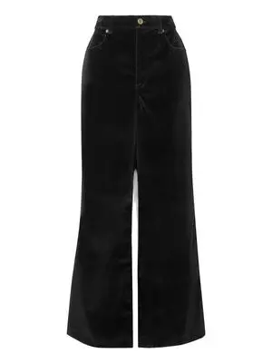 La DoubleJ Cotton-velvet Wide-leg Pants - Black