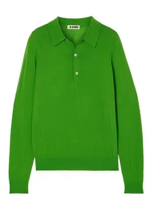 B Sides Merino Wool Polo Sweater - Green