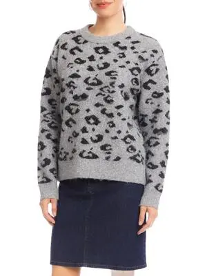 KAREN KANE Metallic Leopard Crewneck Pullover