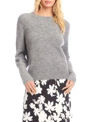 Karen Kane Blouson Sleeve Bouclé Sweater - Gray
