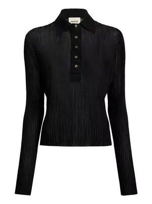 Khaite Long Sleeve Polo Top - Black