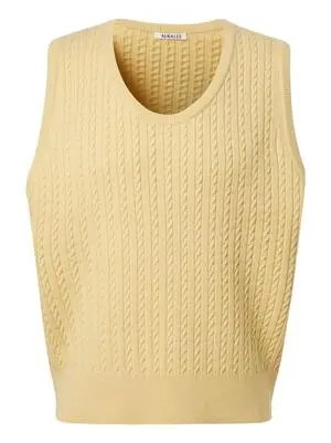 Auralee Cable-knit Wool Vest - Yellow
