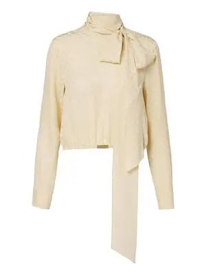 Gucci Gg Bow-detail Silk Top - White