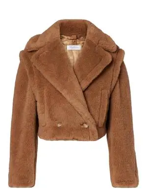 Max Mara Santos Cropped Camel Hair And Silk Jacket - Brown