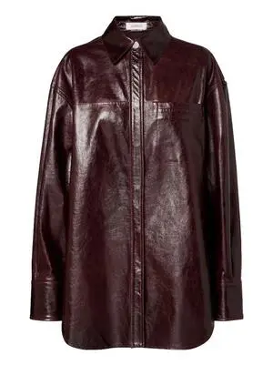 Sportmax Borel Leather Overshirt - Burgundy