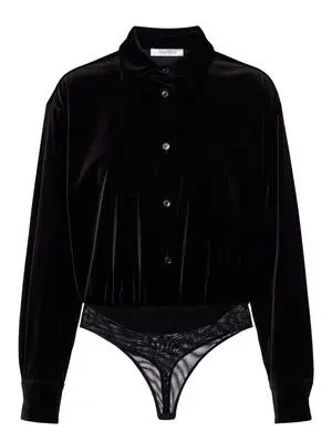 Max Mara Cotton Velvet Bodysuit - Black