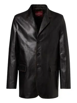 Gucci Leather Blazer - Black